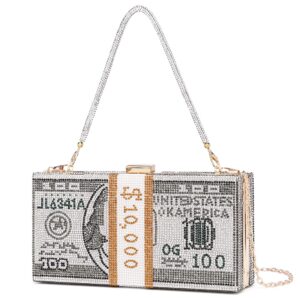 Covelin Dollar Clutch Purse for Women from, Rhinestone Evening Handbag Money Bag Grey