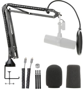 youshares sm7b boom arm with sm7b pop filter/windscreen - upgraded mic arm compatible with shure sm7b dynamic vocal microphone, heavy duty mic stand provide more ways to create.