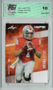 justin fields 2021 leaf hype! #50 only 5000 made rookie card pgi 10