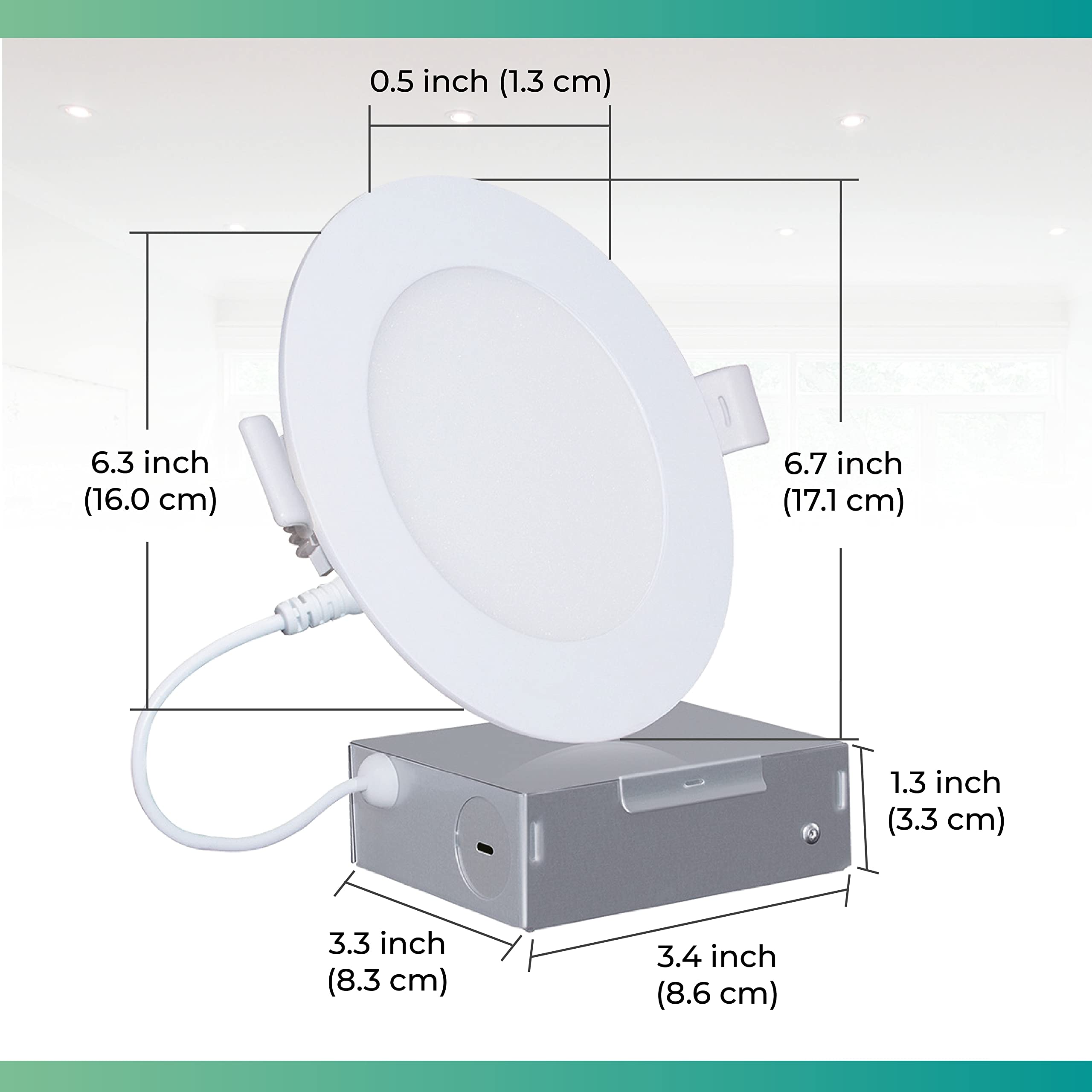 INFIBRITE 6 Inch WiFi Smart Ultra-Thin LED Ceiling Mount Recessed Light 12W 1100LM Dimmable with Junction Box, App & Voice Control, Alexa/Google Compatible, ETL & Energy Star, Wet Rated (6 Pack)