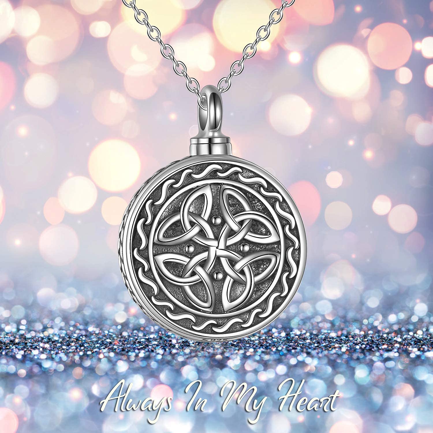 SHEAISRS Celtic Knot Necklace Sterling Silver Cremation Jewelry for Ashes Urn Irish Keepsake Jewelry for Women (Celtic)