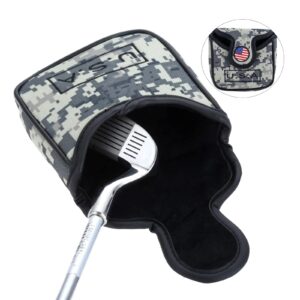 SEACLOUD 1Pc Camouflage Golf Club Mallet Putter Head Cover Waterproof Durable Nylon USA Flag Headcover Protector Bag Square Shape