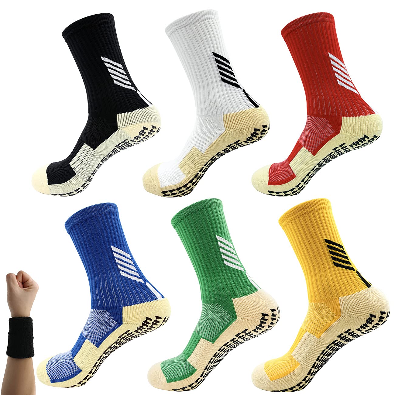 Tinymori Kids Socks Anti Slip Boys Girls Football Socks Children Non Slip Sports Socks Rubber Pads Soccer Basketball Socks Running Outdoor for Age 6-11