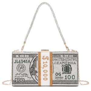 Covelin Dollar Clutch Purse for Women from, Rhinestone Evening Handbag Money Bag Grey