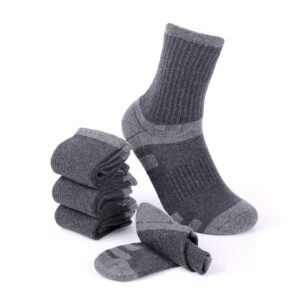 finloyd anti sweat and smell socks pack, crew thermal sock for outdoor activities socks, boot sock., black - grey