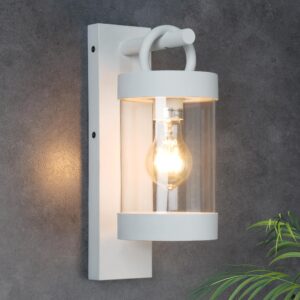 inowel porch light white dusk to dawn outdoor wall light,13in large exterior lighting fixture for house garage front door,waterproof outside hanging lamp e26 wall mount lantern(bulb not include)