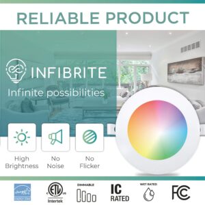 INFIBRITE 6 Inch WiFi Smart Ultra-Thin LED Ceiling Mount Recessed Light 12W 1100LM Dimmable with Junction Box, App & Voice Control, Alexa/Google Compatible, ETL & Energy Star, Wet Rated (6 Pack)