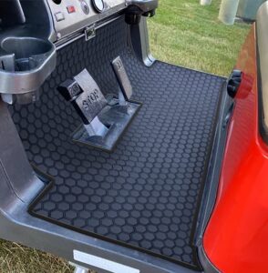 matericuo golf cart floor liner mat full coverage custom fit for 2 and 2+2 club car models precedent 2004-2024/onward & tempo (2017-2024)/villager & v4l (2019-2024 black