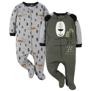 gerber baby boys 2-pack sleep 'n play bear green 0-3 months