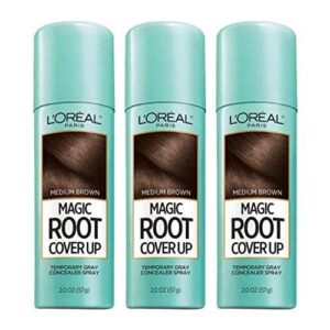 l'oreal paris magic root cover up gray concealer spray medium brown 6 oz (3 pack)