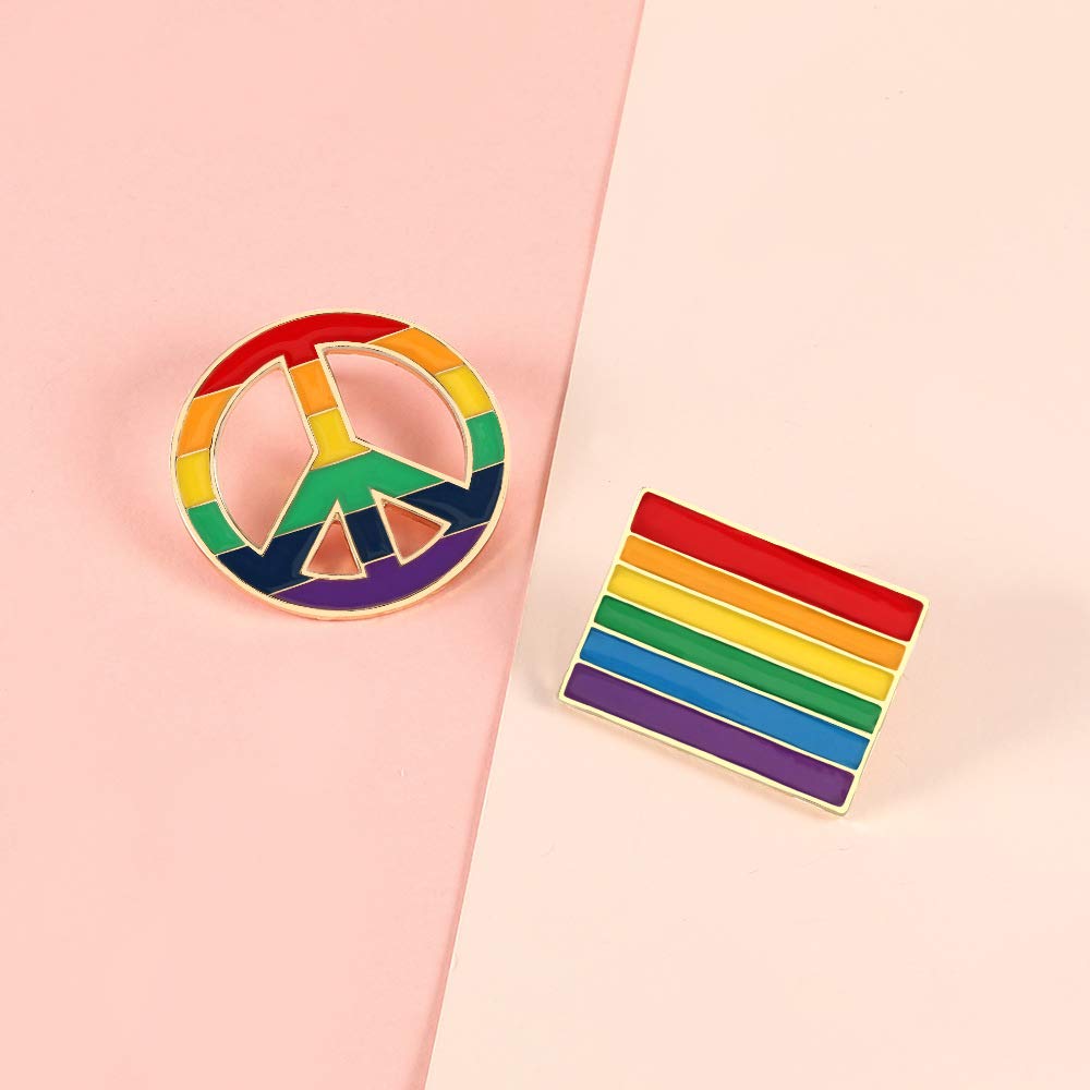 Tinsow Pride Gay Rainbow Flag Lapel Pins Enamel LGBT Lapel Pins Rainbow Brooch Decoration for Clothes and Bags (6)