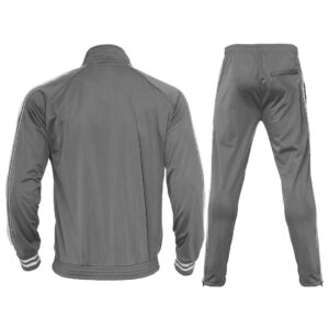 R RAMBLER 1985 Zusmen Mens Athletic 2 Piece Tracksuit Sets Casual Jogging Suits Full Zip Sports Set Stand-up collar Sweatsuit fo Men Gray3XL