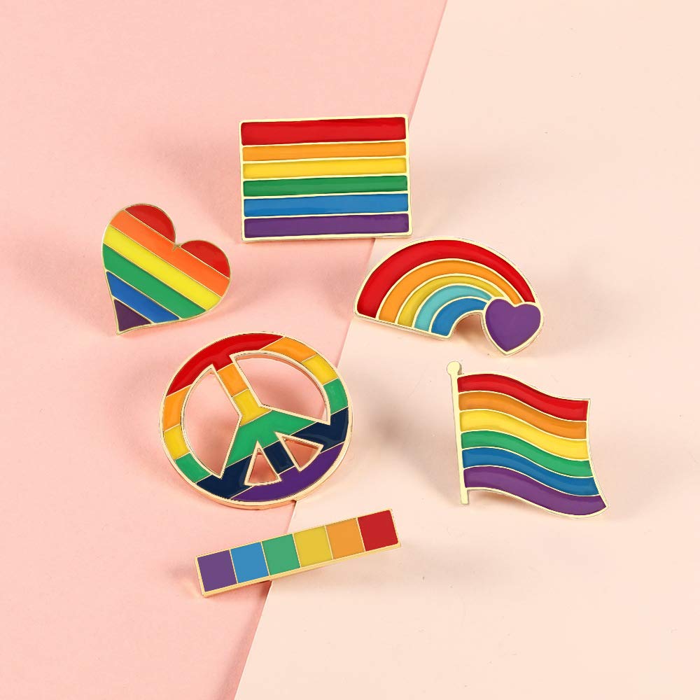 Tinsow Pride Gay Rainbow Flag Lapel Pins Enamel LGBT Lapel Pins Rainbow Brooch Decoration for Clothes and Bags (6)