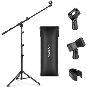 cahaya tripod microphone stand boom arm floor mic stand with carrying bag and 2 mic clips for singing performance wedding stage and mic mount cy0239