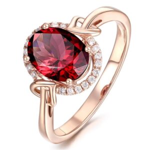 sixtwo fashion jewelry 18k rose gold classic ring oval cut ruby birthstone solitaire halo ring aaa cubic zirconia ring cz diamond heart shape anniversary eternity engagement wedding band for women (9)