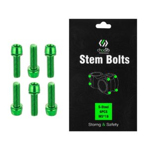 CNC Bike Stem Bolts，Stem Bolts for BMX/MTB/Road Bike with Washers,Green