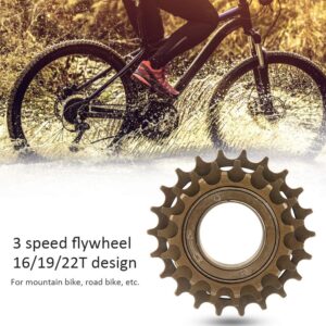 Dilwe Freewheel, 3 Speed 16/19/22T Freewheel with Upgrade Metals Compatible with Mountain Road Bike