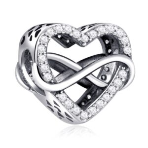 annmors infinity love heart charm fits bracelets for woman-925 sterling silver dangle pendant bead,jewelry beads gifts for women bracelet&necklace