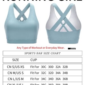 RUNNING GIRL Sports Bra for Women, Criss-Cross Back Padded Strappy Sports Bras Medium Support Yoga Bra with Removable Cups (WX2353D-Opal green, XL)