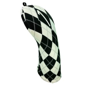 Women's Black & White Argyle Driver 460cc Club Headcover Handmade by BeeJos