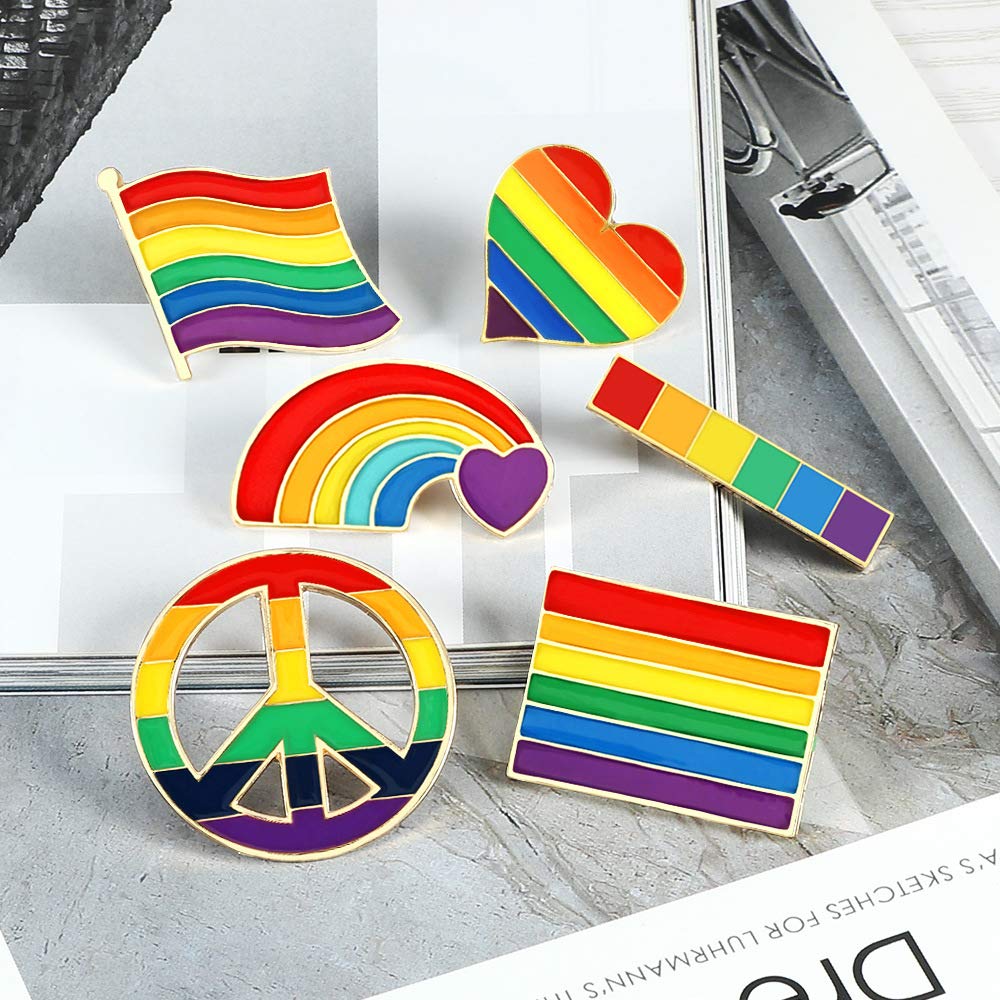 Tinsow Pride Gay Rainbow Flag Lapel Pins Enamel LGBT Lapel Pins Rainbow Brooch Decoration for Clothes and Bags (6)