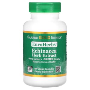 california gold nutrition euroherbs, echinacea herb extract, euromed quality, 80 mg, 180 veggie capsules