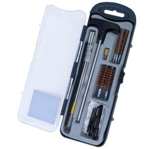 pistol cleaning kit for handguns, rifles, & shotguns - comprehensive maintenance for .22 .357 .38 9mm .45 - compact deluxe clamshell case with bore brushes & jag tools - ultimate firearms protection