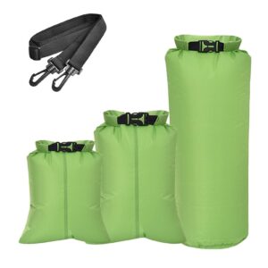 3pcs waterproof dry bag storage pouch bag outdoor beach sack for travel rafting drifting swimming snorkeling (green(3l+ 7.5l+ 22l))