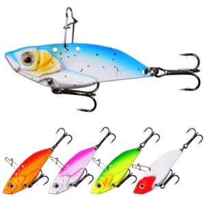 blade bait fishing spoon lures, 5pcs hard metal blade baits vib lures for bass walleye trout spinner spoon blade swimbait freshwater saltwater fishing tackle lures