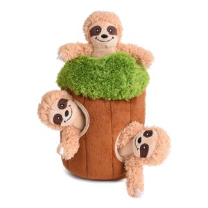 okegztoa interactive squeaky dog toys plush sloth dog toy, stuffing woodland friends burrow, squeaky plush dog toy for small medium large dogs (small)