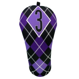 women's purple & black fairway club headcover handmade by beejos