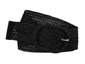 allegra k women wide waist belts braided woven belts for dress chunky buckle 58-84cm/22.83-33.07" black