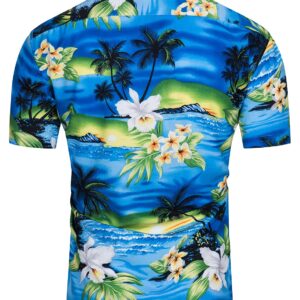 TUNEVUSE Men Hawaiian Shirt and Short Set 2 Picece Beach Outfit Summer Tropical Floral Print Matching Luau Short Suits Flower Print Light Blue XX-Large