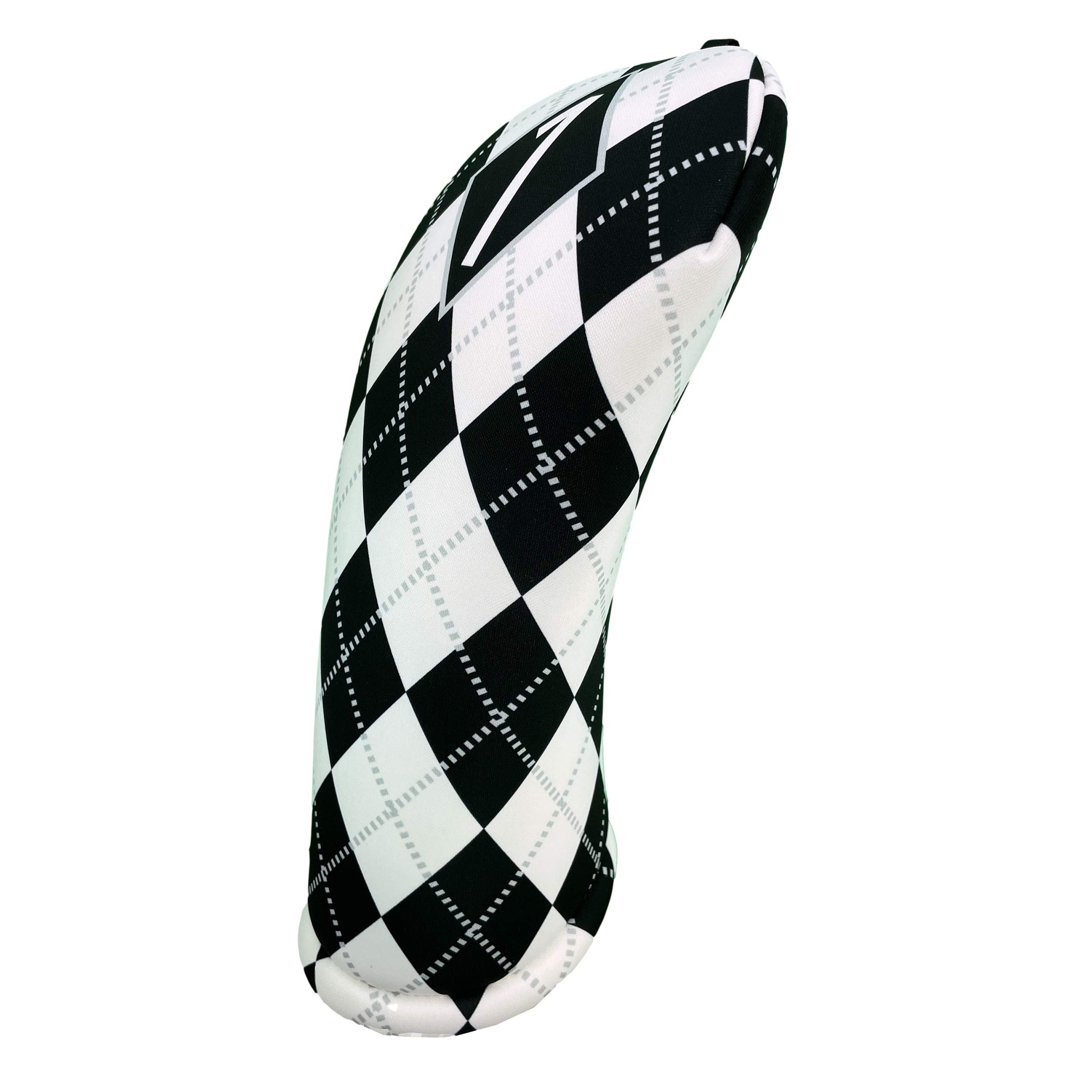 Women's Black & White Argyle Driver 460cc Club Headcover Handmade by BeeJos