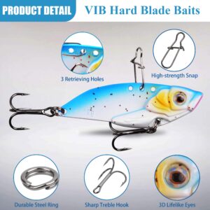 Blade Bait Fishing Spoon Lures, 5pcs Hard Metal Blade Baits VIB Lures for Bass Walleye Trout Spinner Spoon Blade Swimbait Freshwater Saltwater Fishing Tackle Lures