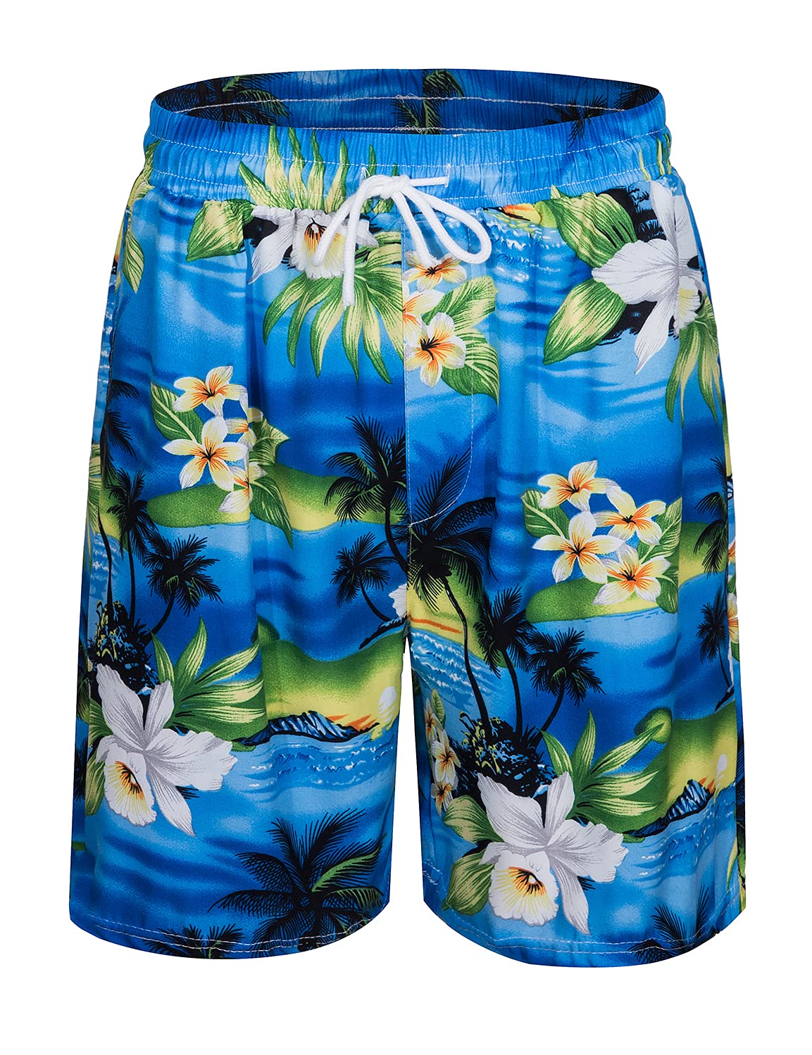 TUNEVUSE Men Hawaiian Shirt and Short Set 2 Picece Beach Outfit Summer Tropical Floral Print Matching Luau Short Suits Flower Print Light Blue XX-Large