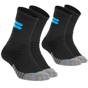 akaso crew athletic running coolmax socks, anti-odor moisture wicking anti-blister seamless socks for hiking men and women (2 pairs) (black m)