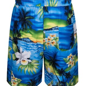 TUNEVUSE Men Hawaiian Shirt and Short Set 2 Picece Beach Outfit Summer Tropical Floral Print Matching Luau Short Suits Flower Print Light Blue XX-Large