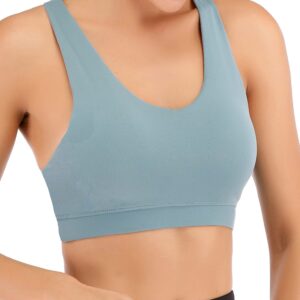 RUNNING GIRL Sports Bra for Women, Criss-Cross Back Padded Strappy Sports Bras Medium Support Yoga Bra with Removable Cups (WX2353D-Opal green, XL)