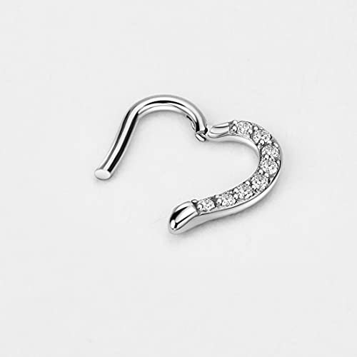 FANSING 316L Surgical Steel Daith Earring for Left Ear 16g 8mm Heart Daith Piercing Jewelry 16 Gauge Earring for Daith Piercing