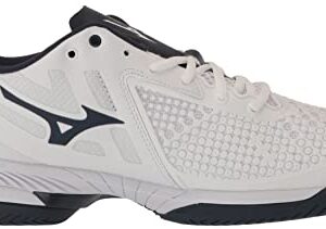 Mizuno Wave Exceed Tour 5 AC Men Tennis Shoe, White-Dress Blue, 8.5