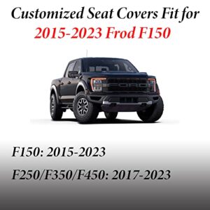 Coverado Car Seat Cover Full Set with Waterproof Neoprene, Front and Back Car Seat Protector for Trucks, Custom Fit for 2015-2023 Ford F150 Crew Cab and 2017-2023 F250 F350 F450(Red and Black)