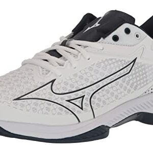 Mizuno Wave Exceed Tour 5 AC Men Tennis Shoe, White-Dress Blue, 8.5