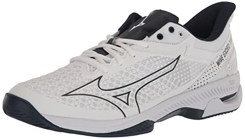 Mizuno Wave Exceed Tour 5 AC Men Tennis Shoe, White-Dress Blue, 8.5