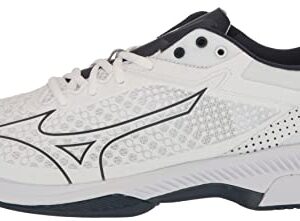 Mizuno Wave Exceed Tour 5 AC Men Tennis Shoe, White-Dress Blue, 8.5