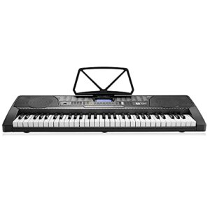 Ashthorpe 61-Key Digital Electronic Keyboard Piano with Light Up Keys, Beginner Kit Includes Headphones, Mic and Keynote Stickers