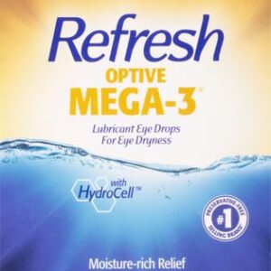 Refresh Optive MEGA-3 Lubricant Eye Drops Preservative-Free Artificial Tears, 0.01 fl oz (0.4 mL), 60 Single-Use Containers