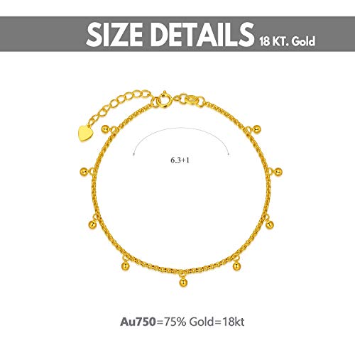 SISGEM 18K Real Gold Women Bracelet, Yellow Gold Diamond Cut Balls Bracelet Italian Mesh Link Chain Bracelet Jewelry Giftd for Her, Wife, Mom, 6.5" - 7.5"