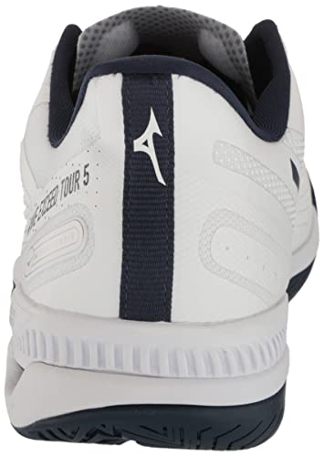 Mizuno Wave Exceed Tour 5 AC Men Tennis Shoe, White-Dress Blue, 8.5