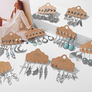 45 Pairs Silver Drop Dangle Earrings Set for Women, Boho Vintage Bronze Waterdrop Dangling Earrings